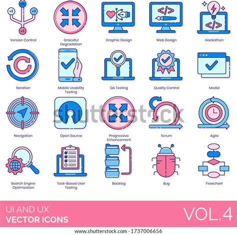 Ux Ui Icons Including Version Control Stock Vector Royalty Free Shutterstock
