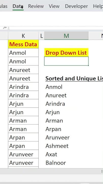 Drop Down List Without Duplicate In Excel Unique Sort Function In Excel Formula Excel