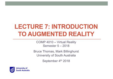 Comp 4010 Lecture 7 Introduction To Augmented Reality Ppt