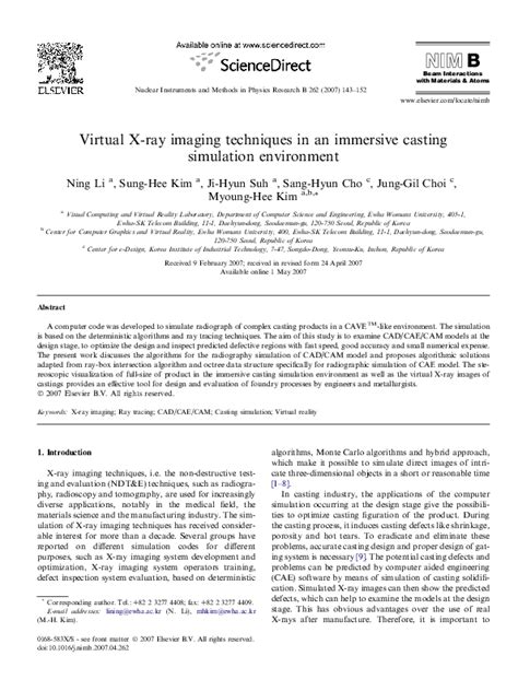 Pdf Virtual X Ray Imaging Techniques In An Immersive Casting Simulation Environment