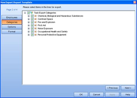 Dialogs Export Report Template Wizard