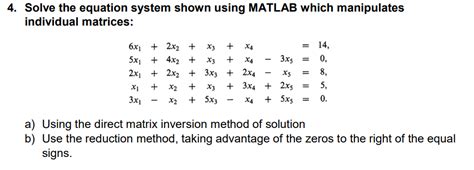 Solved Solve The Equation System Shown Using MATLAB Which Chegg