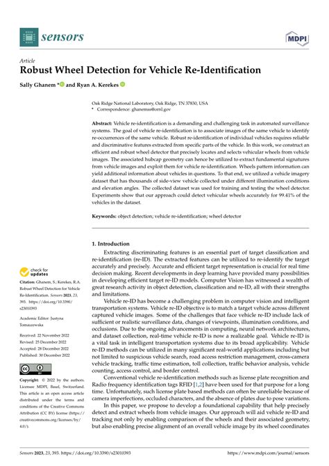 PDF Robust Wheel Detection For Vehicle Re Identification
