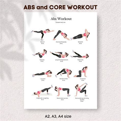 Abs And Core Exercises Printable Pdf Core Workout Abs Workout Guide