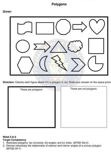 Solved Polygons Given Direction Classily Each Figure Above If It Is