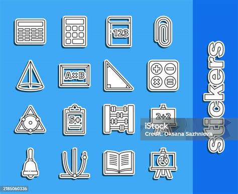 선 Xyz 좌표계 계산기 제곱근 시험 시트 및 펜 계산 그래프 일정 차트 다이어그램 칠판 및 달력 아이콘을 설정합니다 벡터 3차원 형태에 대한 스톡 벡터 아트 및 기타