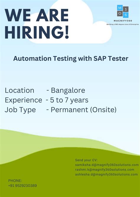 We Are Hiring Automation Testing With Sap Tester Location