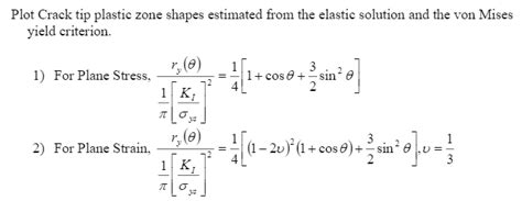 Solved Plot Crack Tip Plastic Zone Shapes Estimated From The