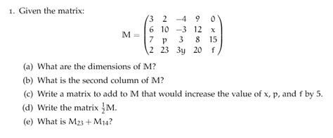 Solved 1 Given The Matrix Chegg Com