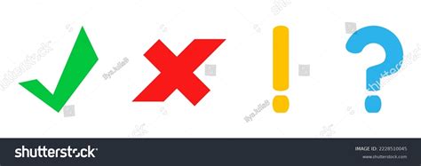 Set Check Mark Cross Exclamation Mark เวกเตอรสตอก ปลอดคาลขสทธ