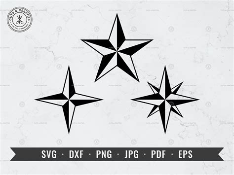 Nautical Star Svg Compass Star Svg Marine Star Svg Dxf Png 