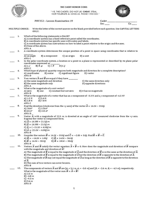 Le19 Vectors Answers Pdf Euclidean Vector Coordinate System