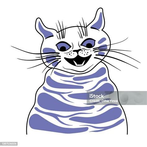 화가 뚱뚱한 태비 고양이의 초상화 그는 악한 모습 큰 날카로운 이빨을 가지고 그는 베리 페리 검은 색과 흰색에 그려진 물기를