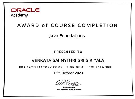 Mythri Siriyala On Linkedin Oracleacademy Javafoundations