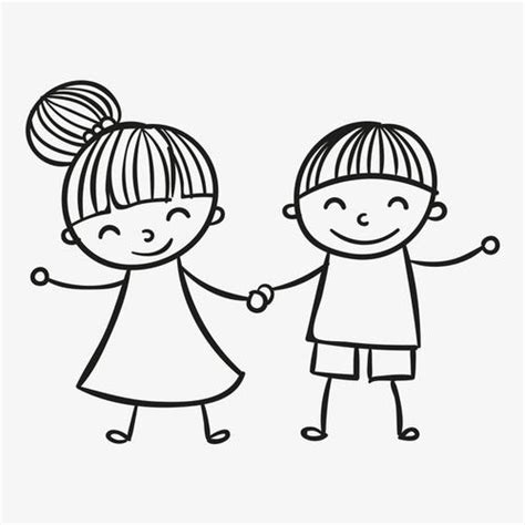 小男孩小女孩卡通简笔画 男孩子女孩子卡通简笔画 天马图吧
