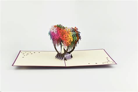 3d Pop Up Wedding Invitation Rainbow Floral Design Customizable