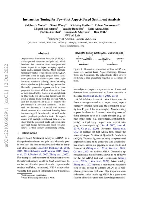 Pdf Instruction Tuning For Few Shot Aspect Based Sentiment Analysis