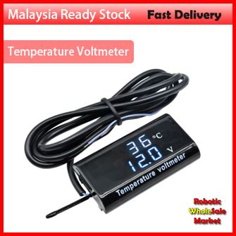 Digital DC V Blue Red Waterproof Car Motorcycle Dual Display Temperature Voltmeter Voltage