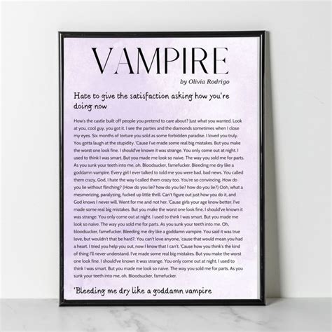 Olivia Rodrigo Vampire Poster Etsy