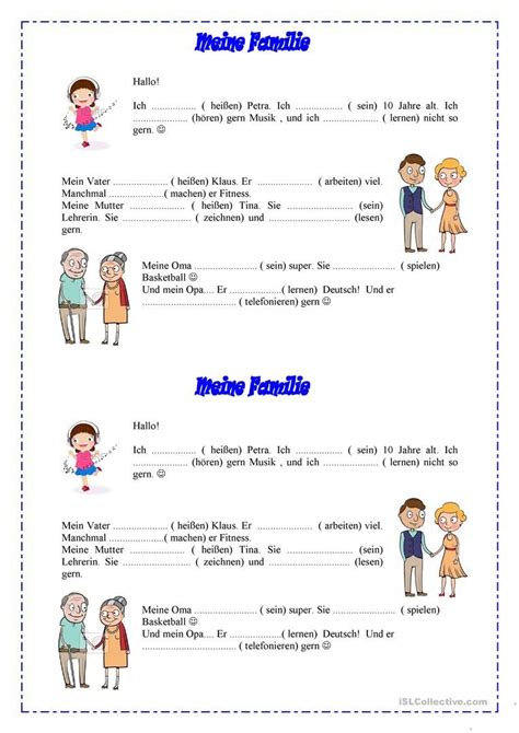 Meine Familie Arbeitsblatt