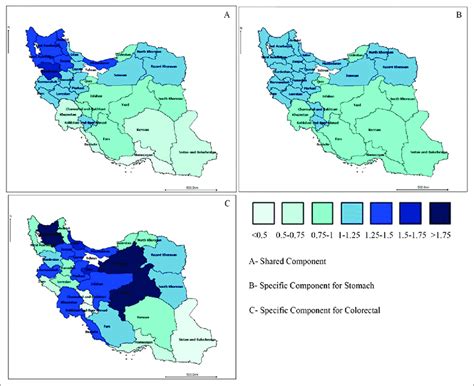 The Map Of Estimated Relative Risk Of Spatial Effect Of Shared And