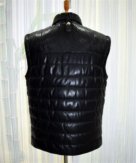 Sr Python Trim Leather Vest Leather Guys