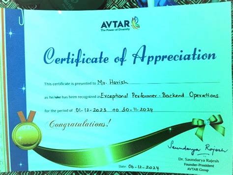 Hello Mylink Im Excited To Share That Ive Received The For Exceptional Performance Backend