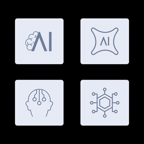 Ai Artificial Intelligence Icon Set Inline Style Machine Learning Smart Robotic And Cloud