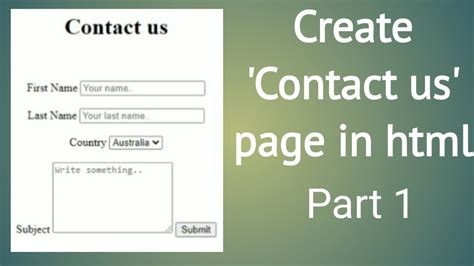 How To Create Contact Us Page In Html Create An Html Contact Form