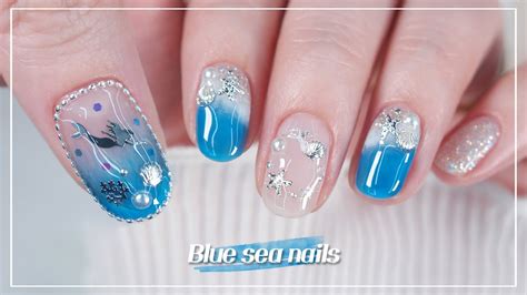 🌊청량하고 시원한 블루 실버 바다🧜‍♀️ 네일 Blue Sea Nails Youtube