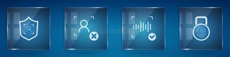 Set Shield Face Recognition Rejection Voice And Fingerprint With Lock Square Glass Panels