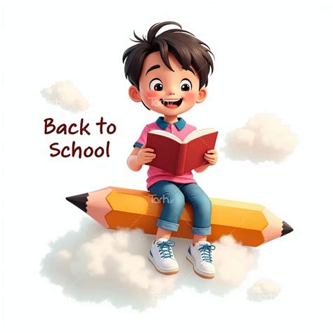 عکس کارتونی پسر دانش آموز روی مداد کد فایل 0413285 طرح دات آی آر