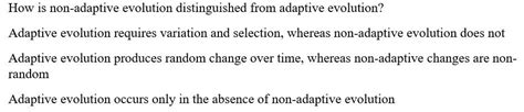 Solved How Is Non Adaptive Evolution Distinguished From