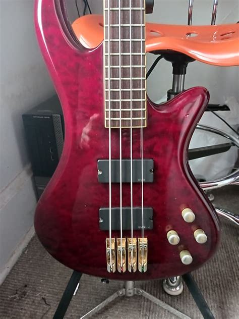 Schecter Elite 4 Active 4 String Bass Crimson Red Reverb