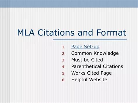 PPT MLA Citations And Format PowerPoint Presentation Free Download ID 5031272