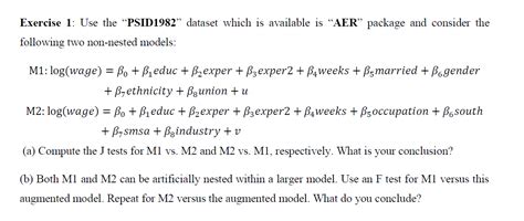 Solved Use R Package To Run The Following Two Non Nested Chegg