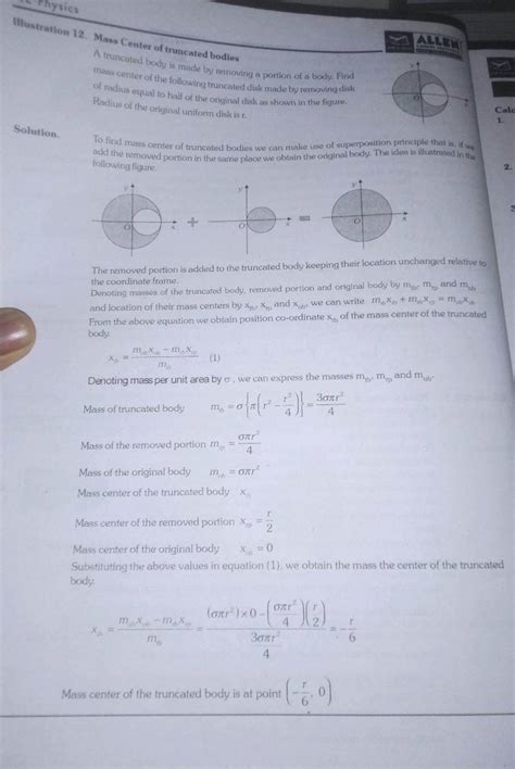 Hilustration 12 Mass Center Of Truncated Bodies A Truncated Body Is Made