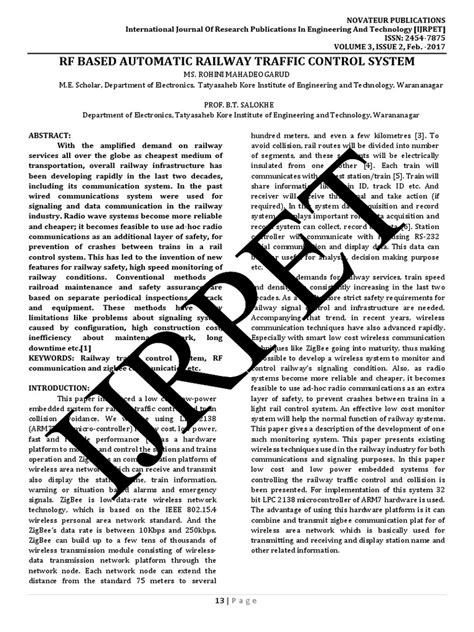 Rf Based Automatic Railway Traffic Control System Pdf Embedded System Computer Network