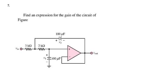 Solved Find An Expression For The Gain Of The Circuit Of Chegg Com