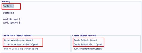 creating task and subtask records
