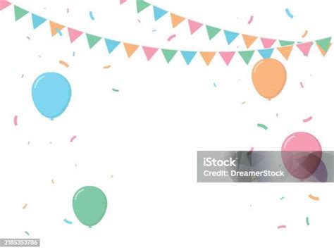 화려한 작은 색종이 조각과 파티 깃발이 있는 생일 축하 배경 축하합니다 배너 축하 벽지 벡터 일러스트 레이 션 공휴일에 대한 스톡 벡터 아트 및 기타 이미지 Istock