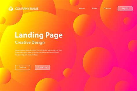 방문 페이지 템플릿 주황색 그라데이션 원이 있는 추상기하학적 배경 광대한에 대한 스톡 벡터 아트 및 기타 이미지 광대한 구 그라데이션 Istock