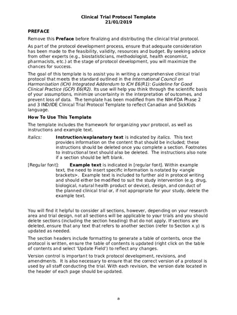Nih Fda Phase 2 And 3 Ind Ide Clinical Trial Protocol Template Preface Doc Template Pdffiller