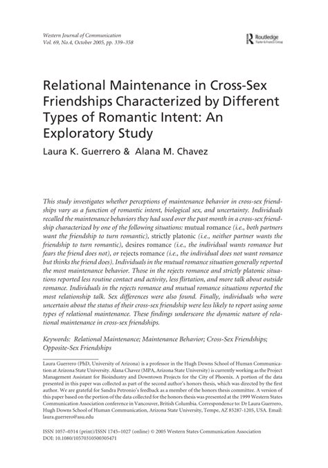 Pdf Relational Maintenance In Cross‐sex Friendships Characterized By