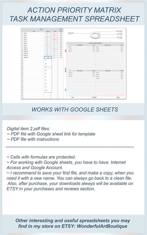 Priority Matrix Spreadsheet For Google Sheets And Excel By Wonderfulartboutique Artofit