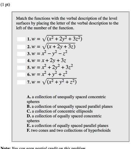 Solved Match The Functions With The Verbal Description Of