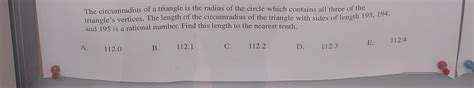 Solved The Circumradius Of A Triangle Is The Radius Of The