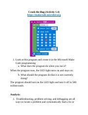 Crush The Bug Activity Copy Docx Crush The Bug Activity Https Makecode Microbit Org