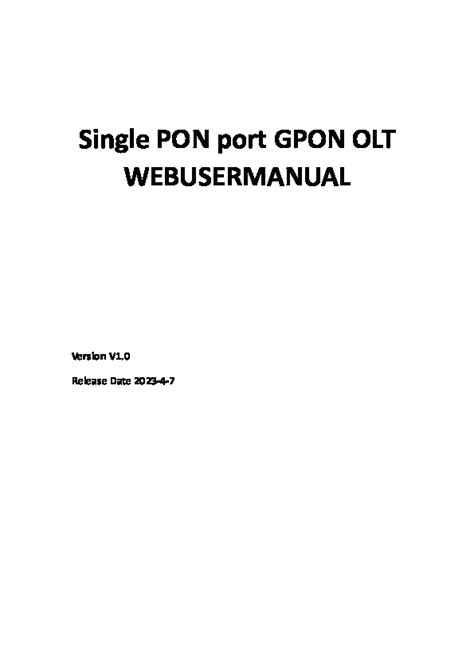 Gpon Olt V1600gs Web User Manual V1 0 Pdfcoffee Com