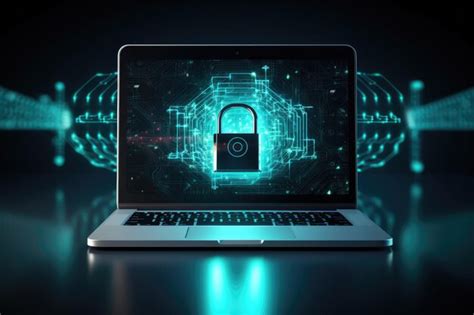 Premium AI Image Laptop On The Screen Lock Cyber Security Data